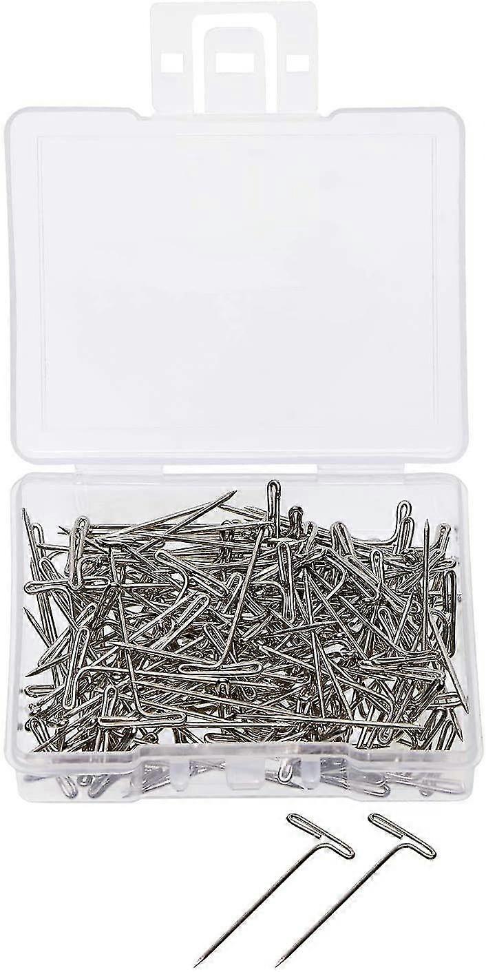 100pcs 1 Inch Nickel Plated Steel T-pins Silver T Shaped Pins For Blocking Knitting, Modelling ...