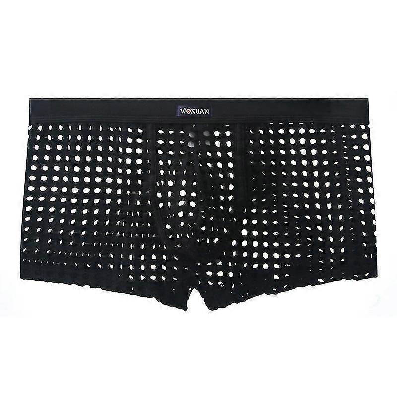 Mens Fishnet Underwear See Through Boxer Briefs Mesh Hollow Lingerie ...