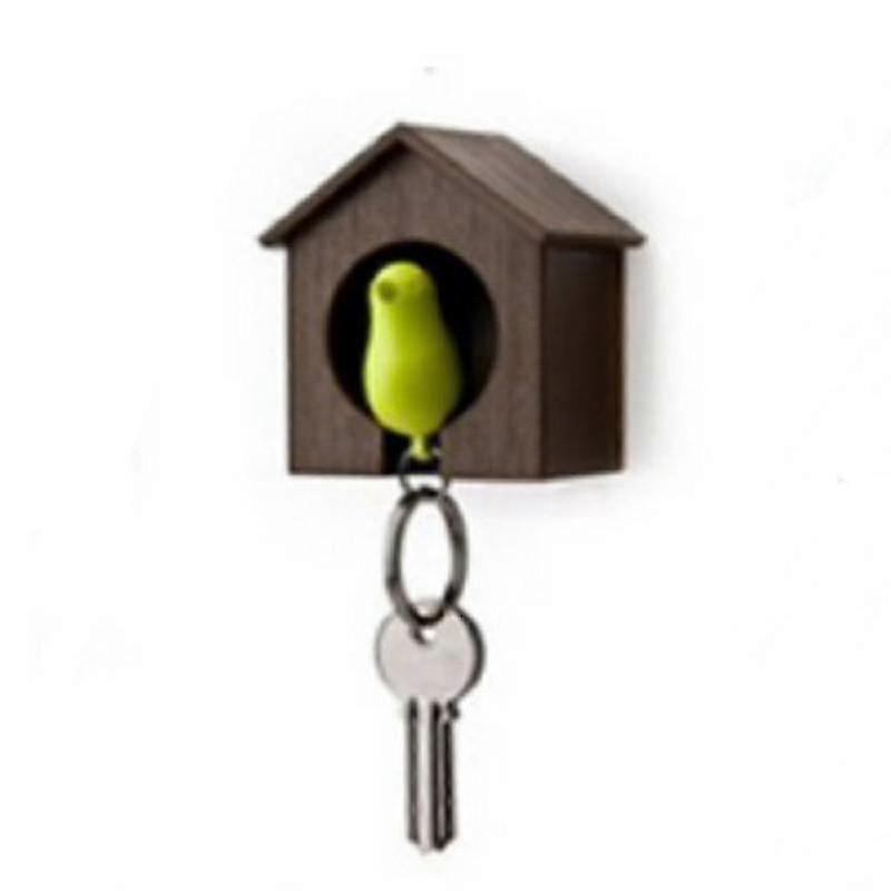 Birdhouse Key Ring - Brown House With Yellow Bird | Fruugo AU