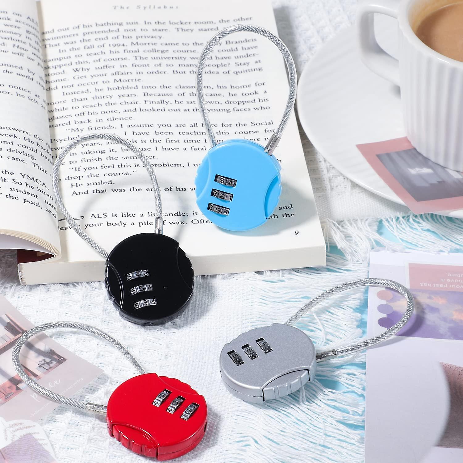 4 Pack 3 Digit Combination Padlock, Luggage Padlock Small 4 Color ...
