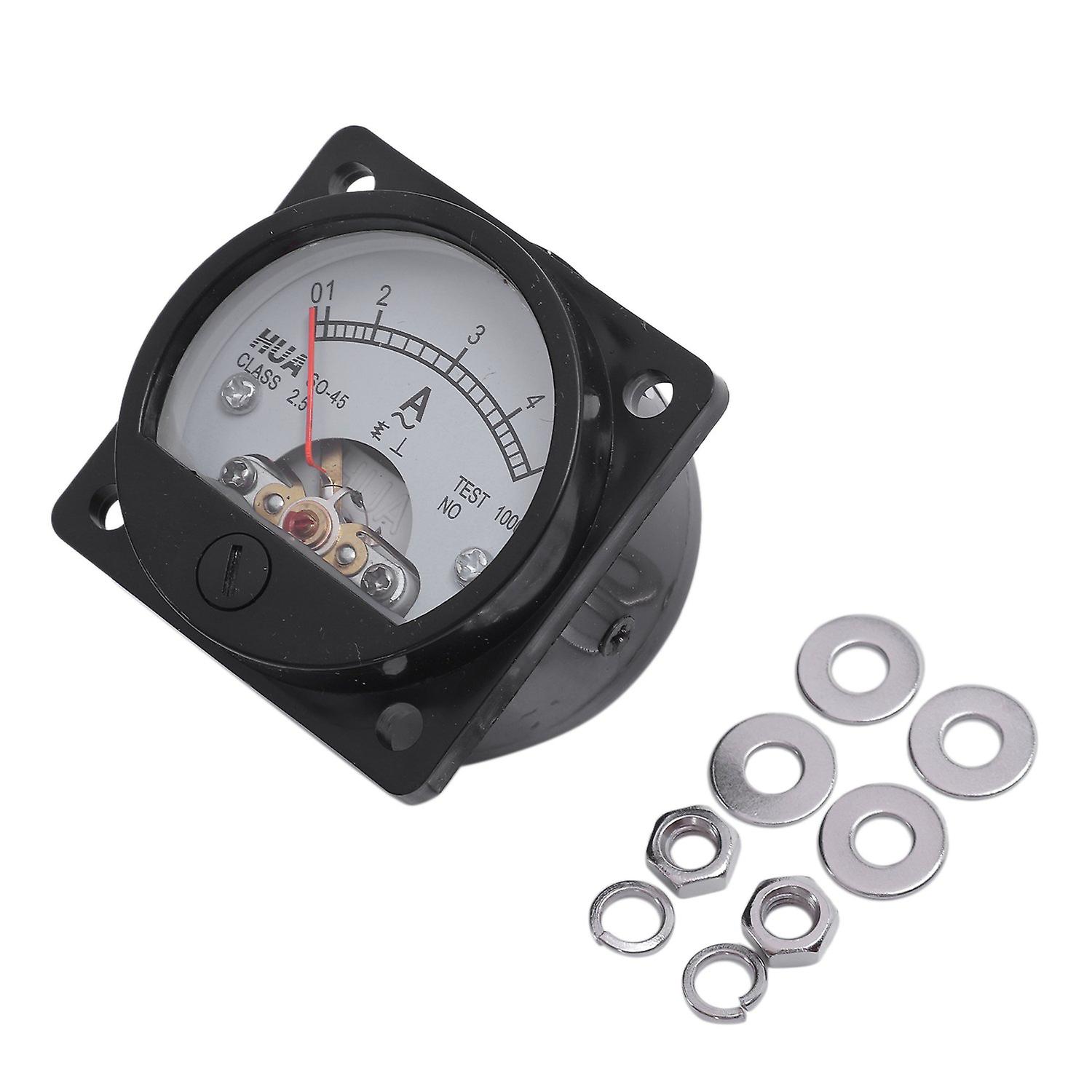 2.5 Accuracy AC 0-5A Analog Panel Round Meter Ammeter Meter Black ...