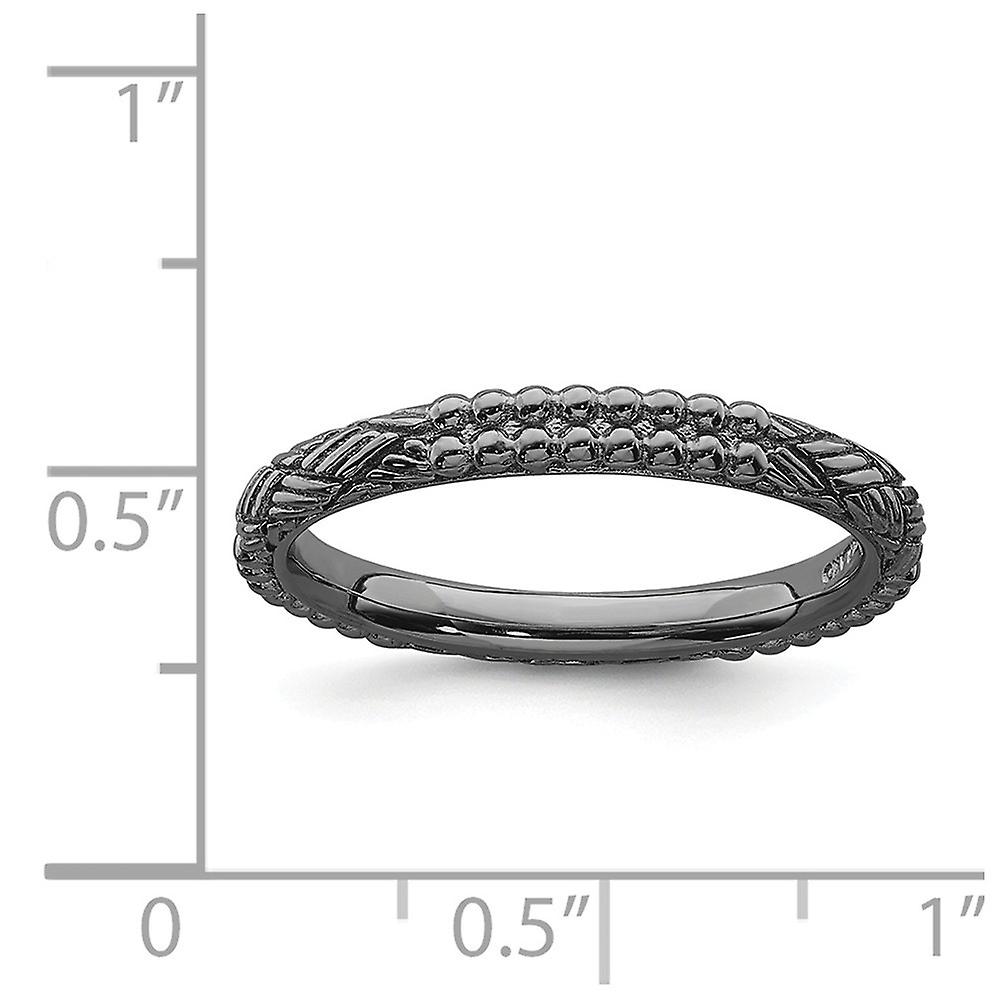 2.5mm 925 Sterling Silver Polished Ruthenium plating Stackable ...