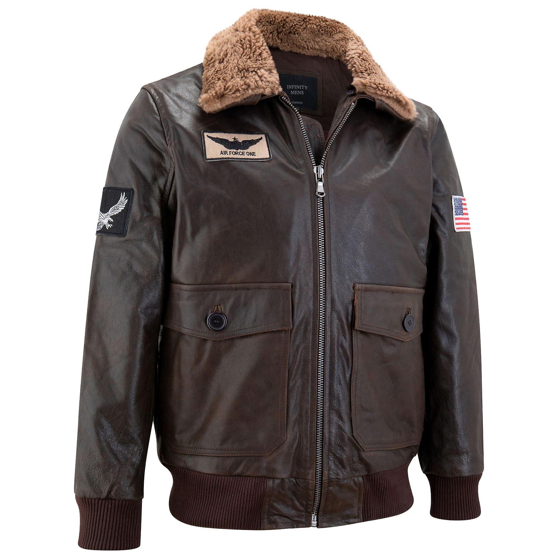 Men's Real Leather US Aviator Air Force Pilot Flying Bomber Jacket ...