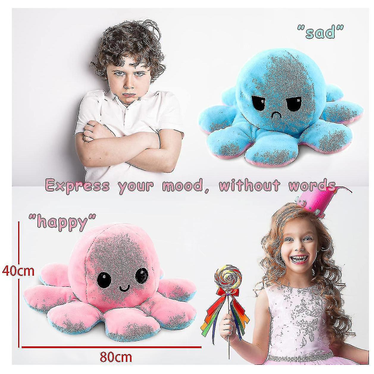 80cm Giant Reversible Octopus Stuffed Animal Reversible Happy Sad ...