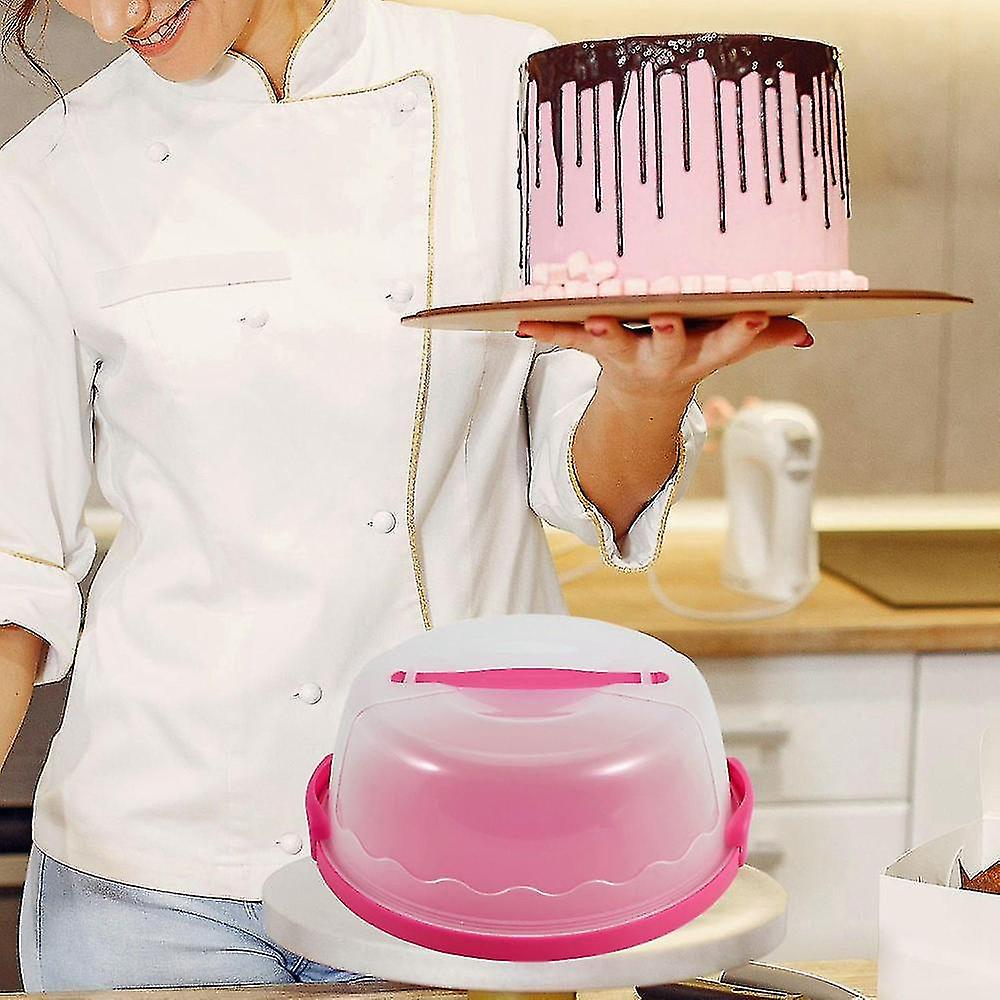 Round Cake Carrier Handheld Plastic Pastry Storage Holder Dessert ...