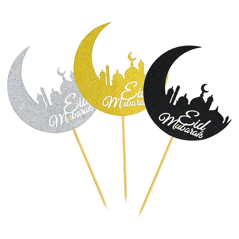 2023 Eid Mubarak Ramadan Moon Cupcake Topper Paper Cake Topper Islamic ...