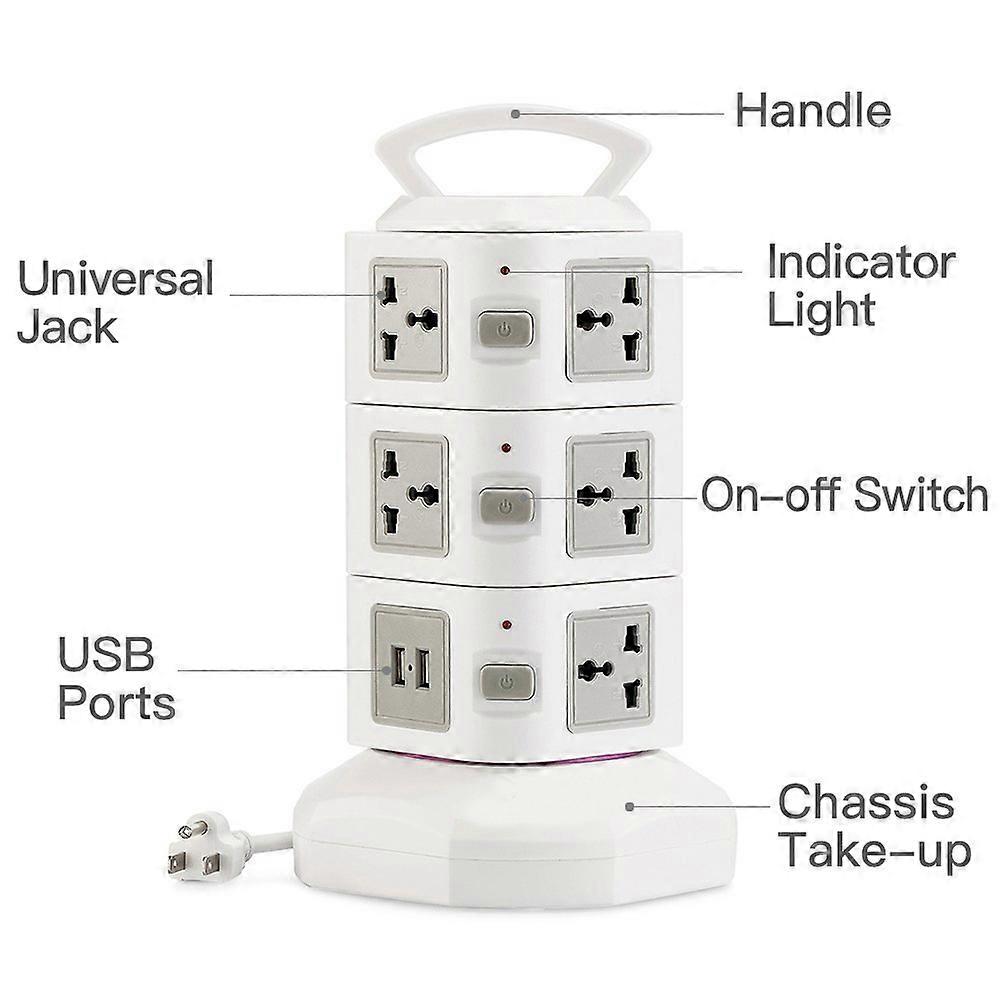 Power Strip Vertical Power Strip Universal 7/11/15/19 Way Power Outlet ...