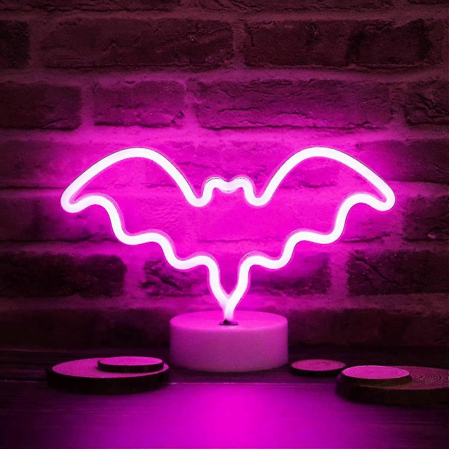 Halloween Bat LED Neon Lights - Battery Operated Night Lamp for Bedroom ...