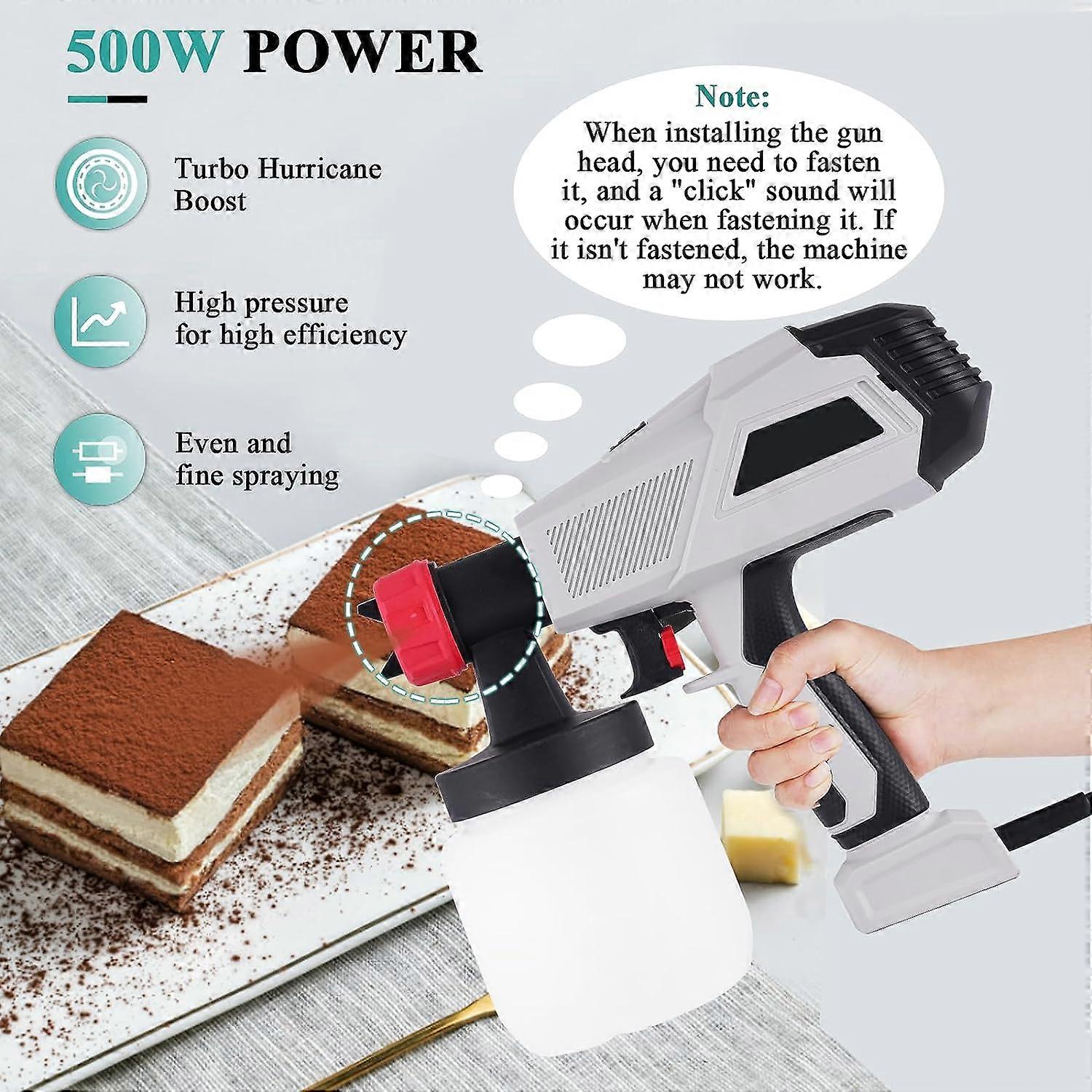 Chocolate Spray Gun 500W Cake Spray Gun for Cakes with 3 Plastic Spray ...