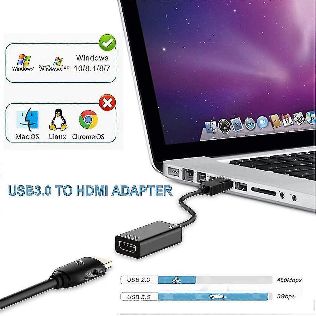 Usb To Hdmi Adapter, Usb 3.0/2.0 To Hdmi 1080p Full Hd Video Audio ...