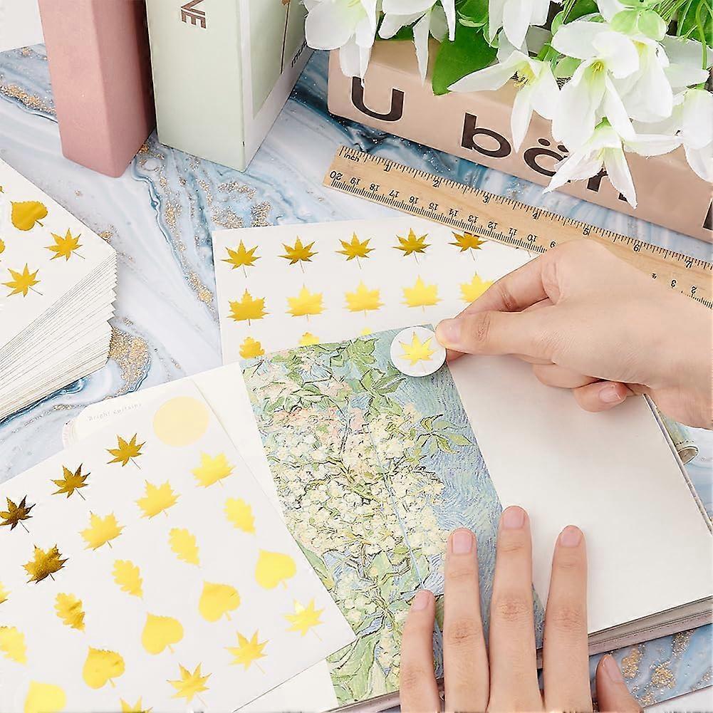 1200pcs/40Sheets Leaf Envelope Seal Stickers 1 Inch Gold Round Envelope ...