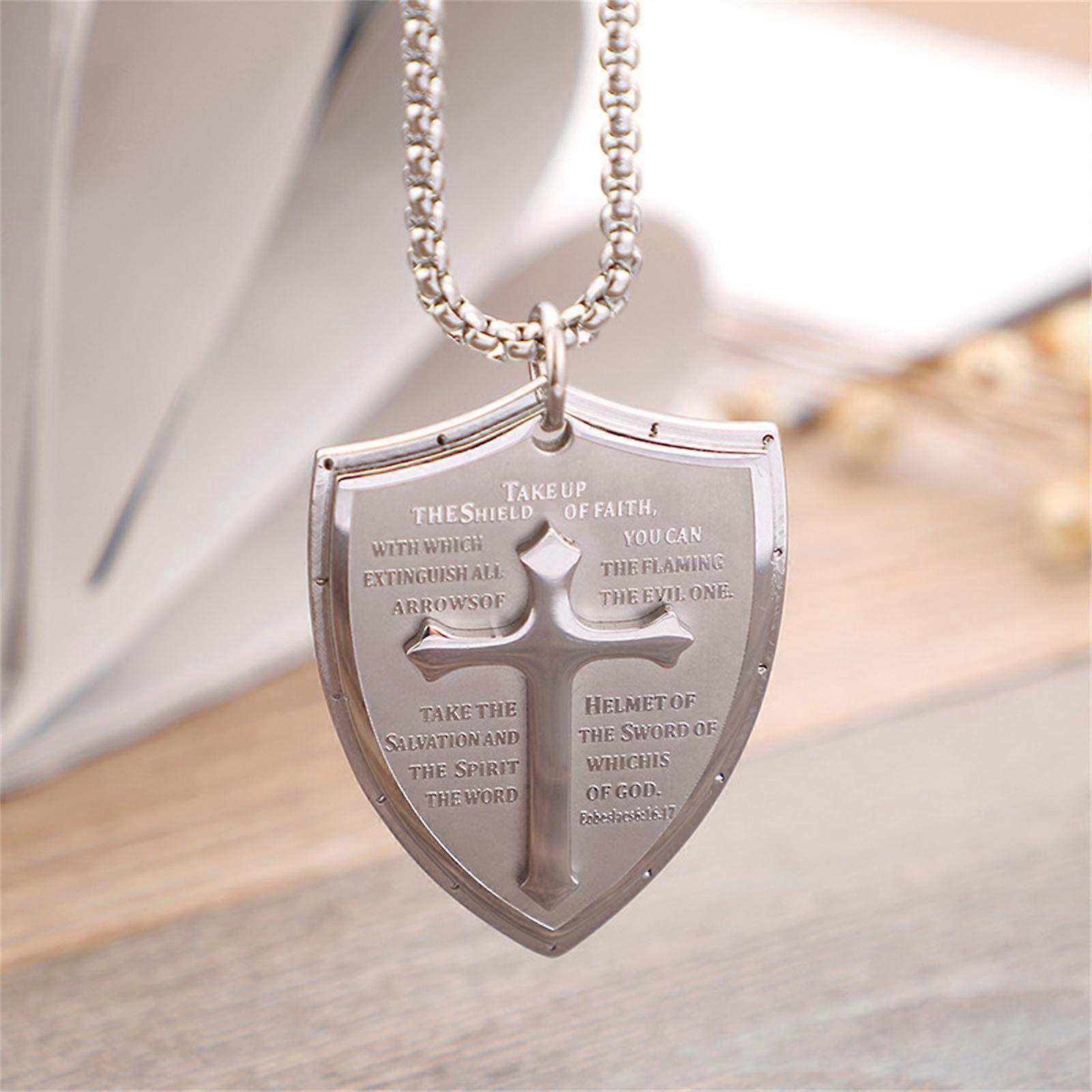 Jesus Christ Pendant Shield Armor of God Ephesians 6:16-17 Stainless ...