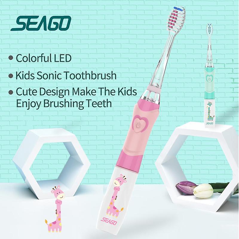 Seago Sonic Electric Toothbrush Kids Battery Cartoon With Colorful Led Waterproof Soft Oral ...