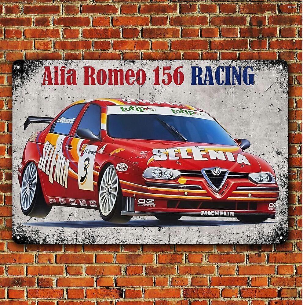 Alfa Romeo 156 Racing Car Metal Poster - (8x12 inch) Garage Tin Sign ...