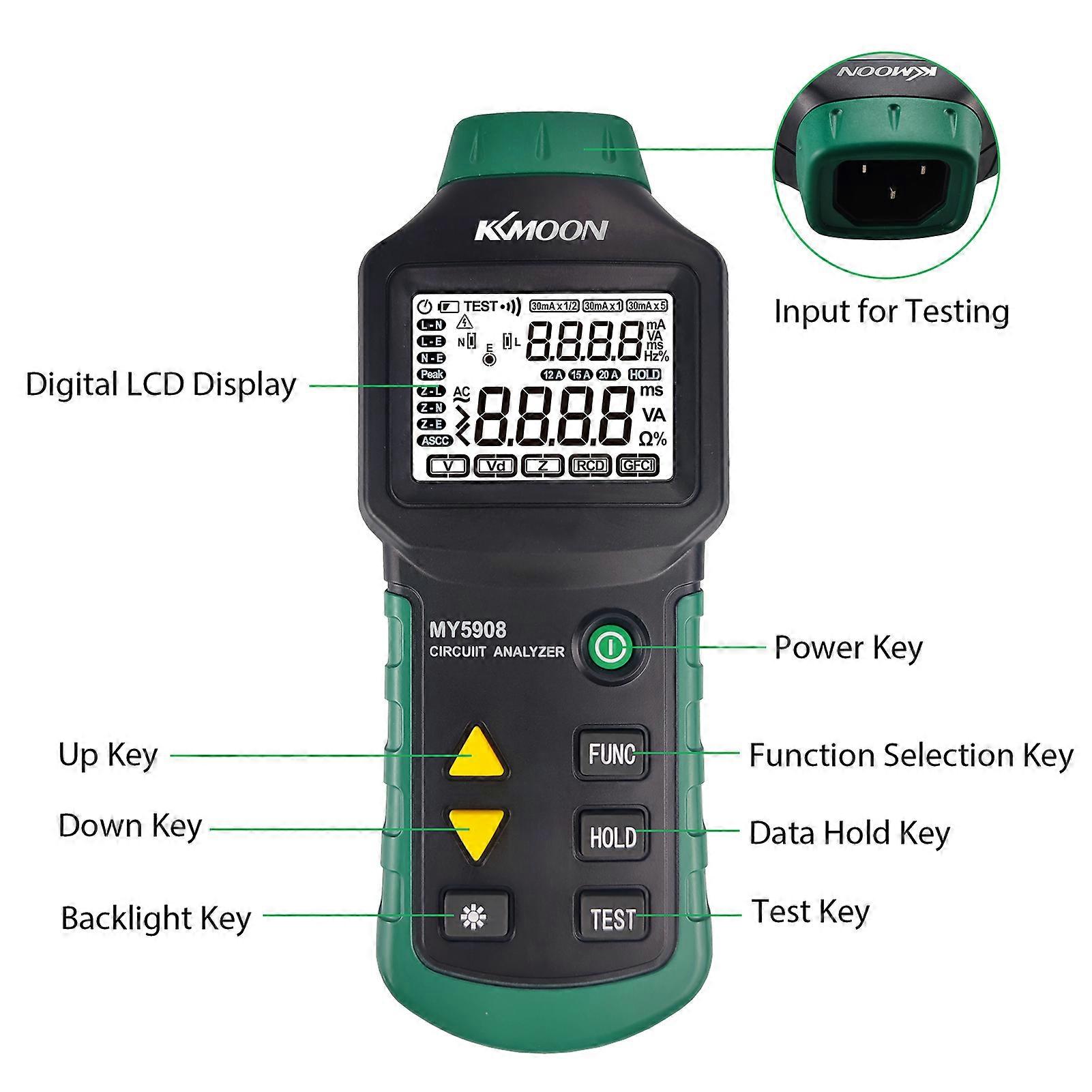 Electrical Tester Line Fault Test Device MY5908 Digital LCD Backlight ...