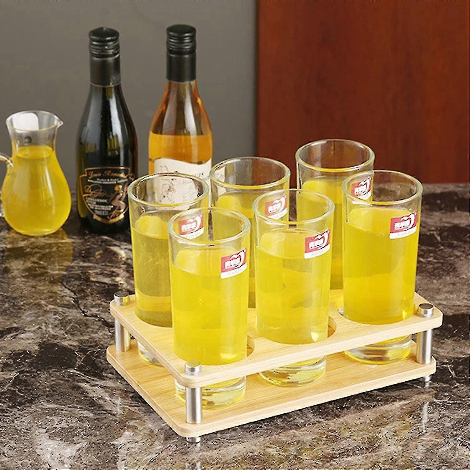 Shot Glasses Holder Tray, Bamboo Wood Shot Glass Tray, 6 Shot Glass ...