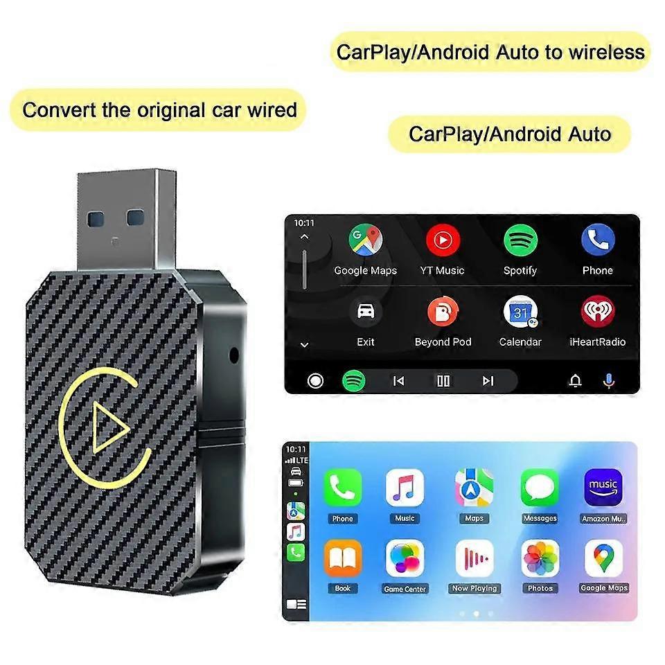 2 In 1 Wireless CarPlay Adapter Android Auto Wireless Adapter Smart Mini Box USB Dongle Plug and ...