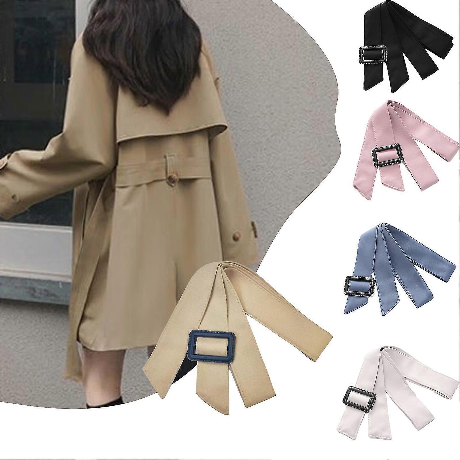 Adjustable Buckle Fitted Long Waist Strap Women Casual Overcoat Wide ...