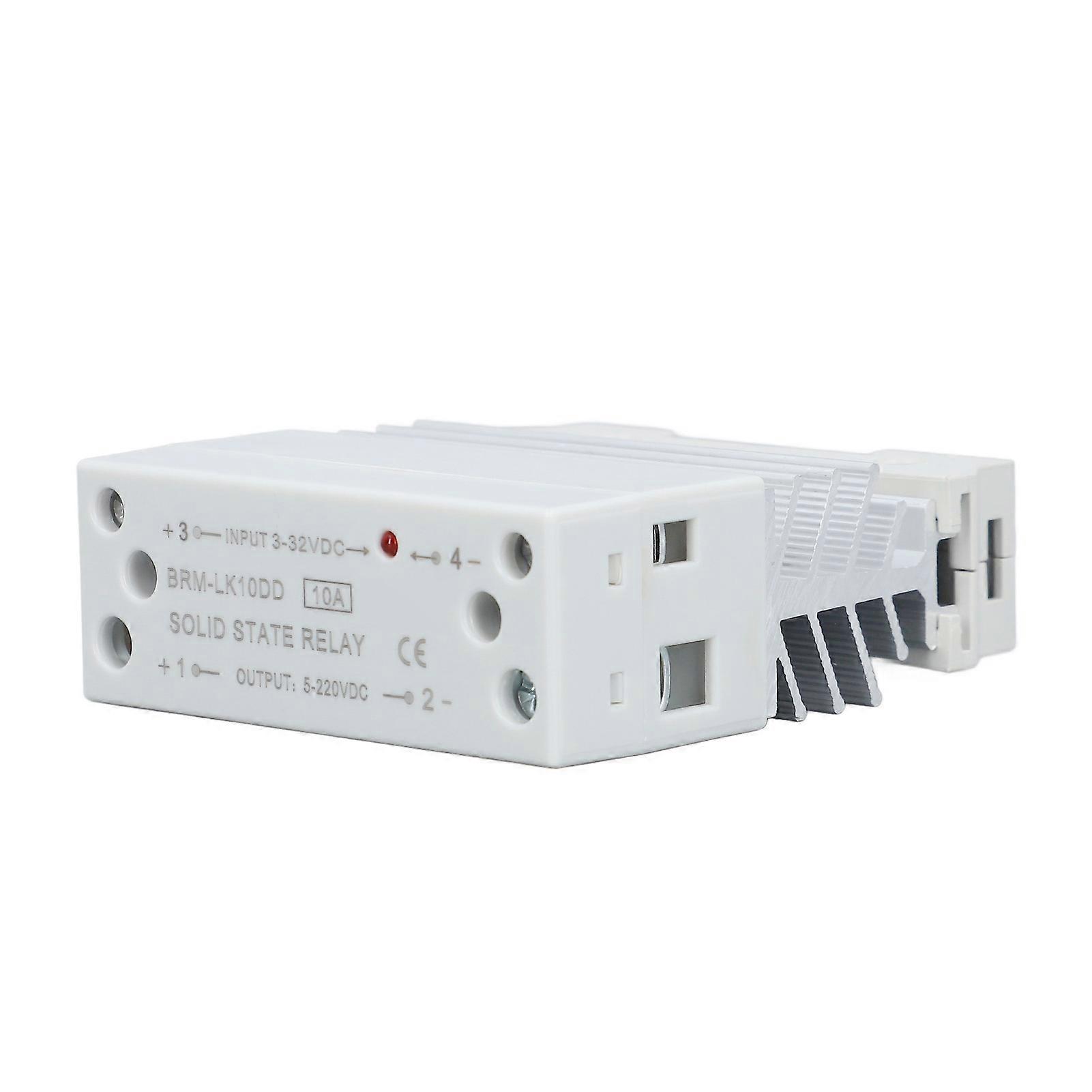 Solid State Relay DC to DC Input 3‑32V Output 5‑220V 10A Rail Single Phase SSR with Heat Sink ...