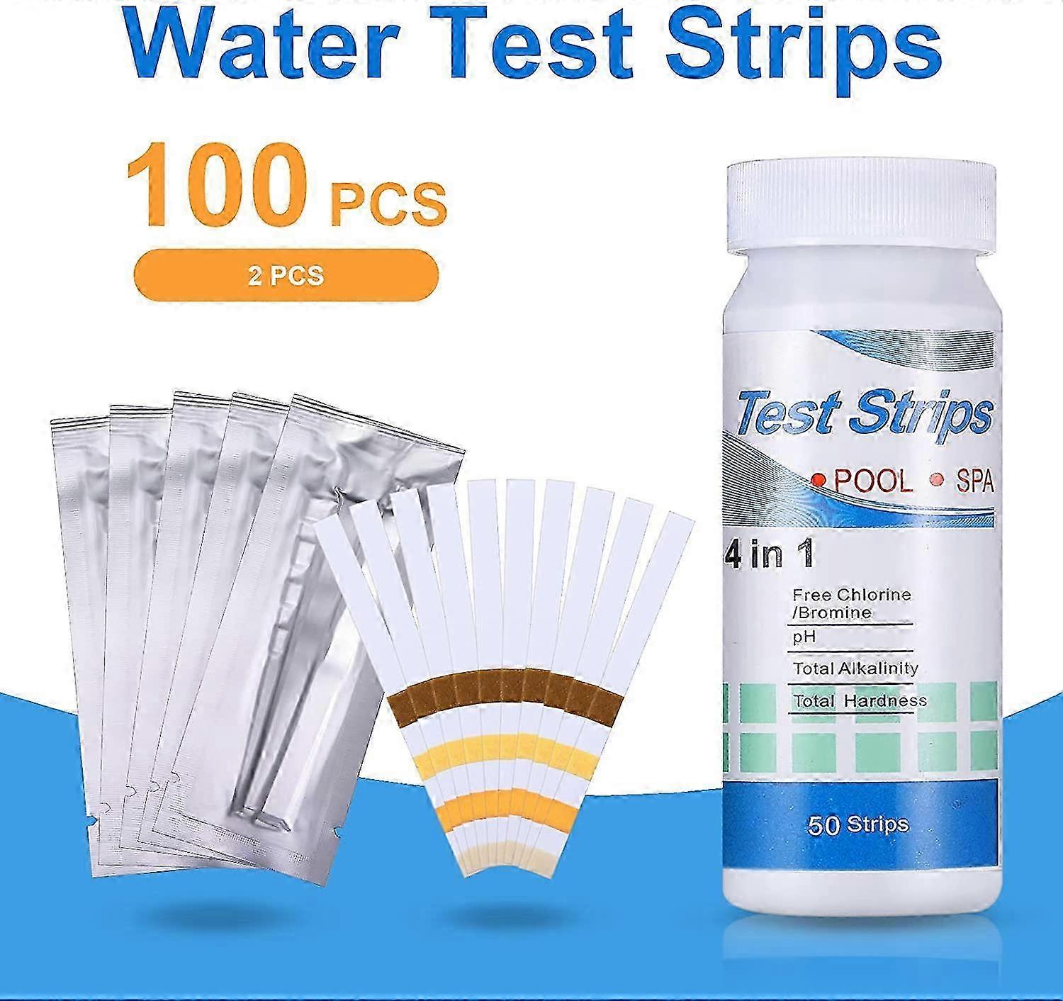 100 Count Hot Tub PH Test Strips, 4 in 1 Swimming Pool and Spa Test ...