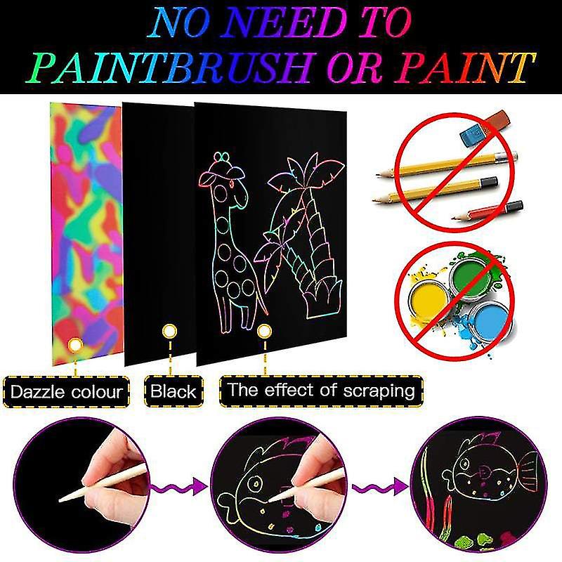 Rainbow Scraping Paper Art Set 10/20/50 Sheets Scratch It Off Paper ...