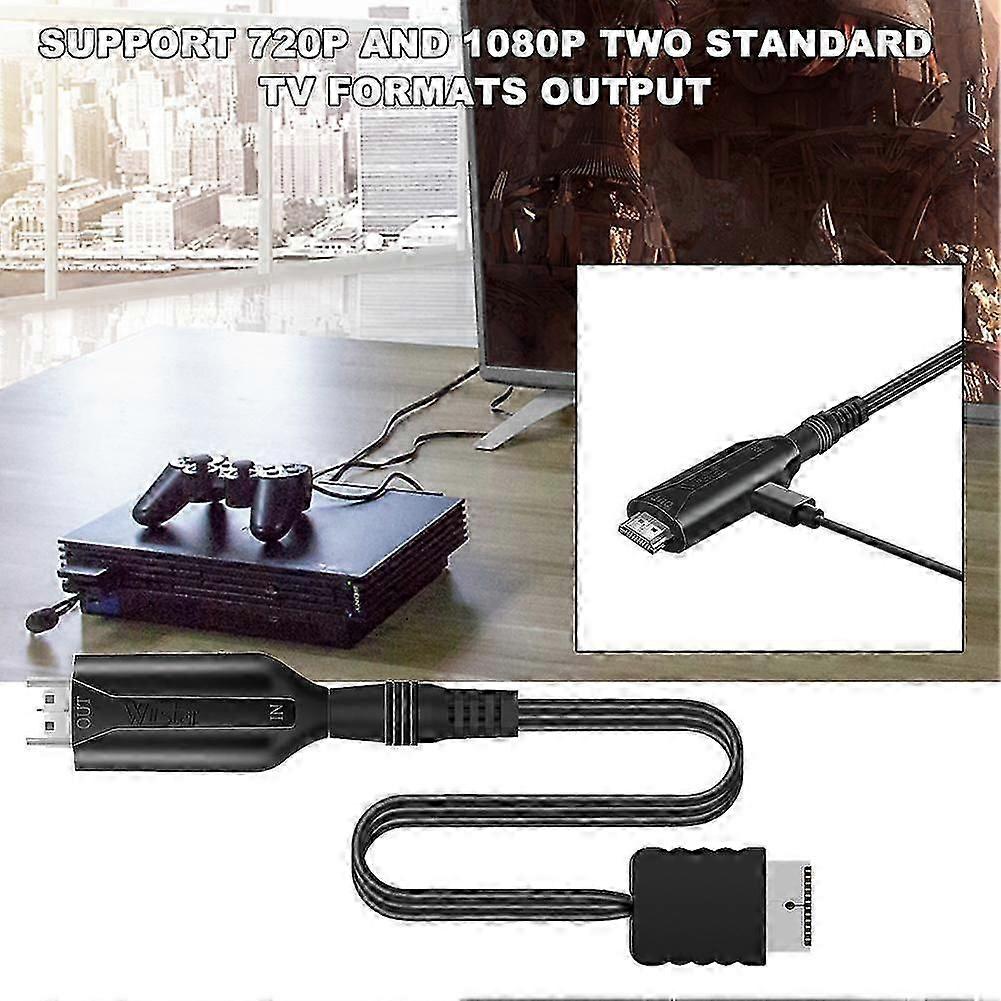 For Playstation 2 Ps2 To Hdmi-compatible Adaptor Cable Hd Rca Av Audio ...