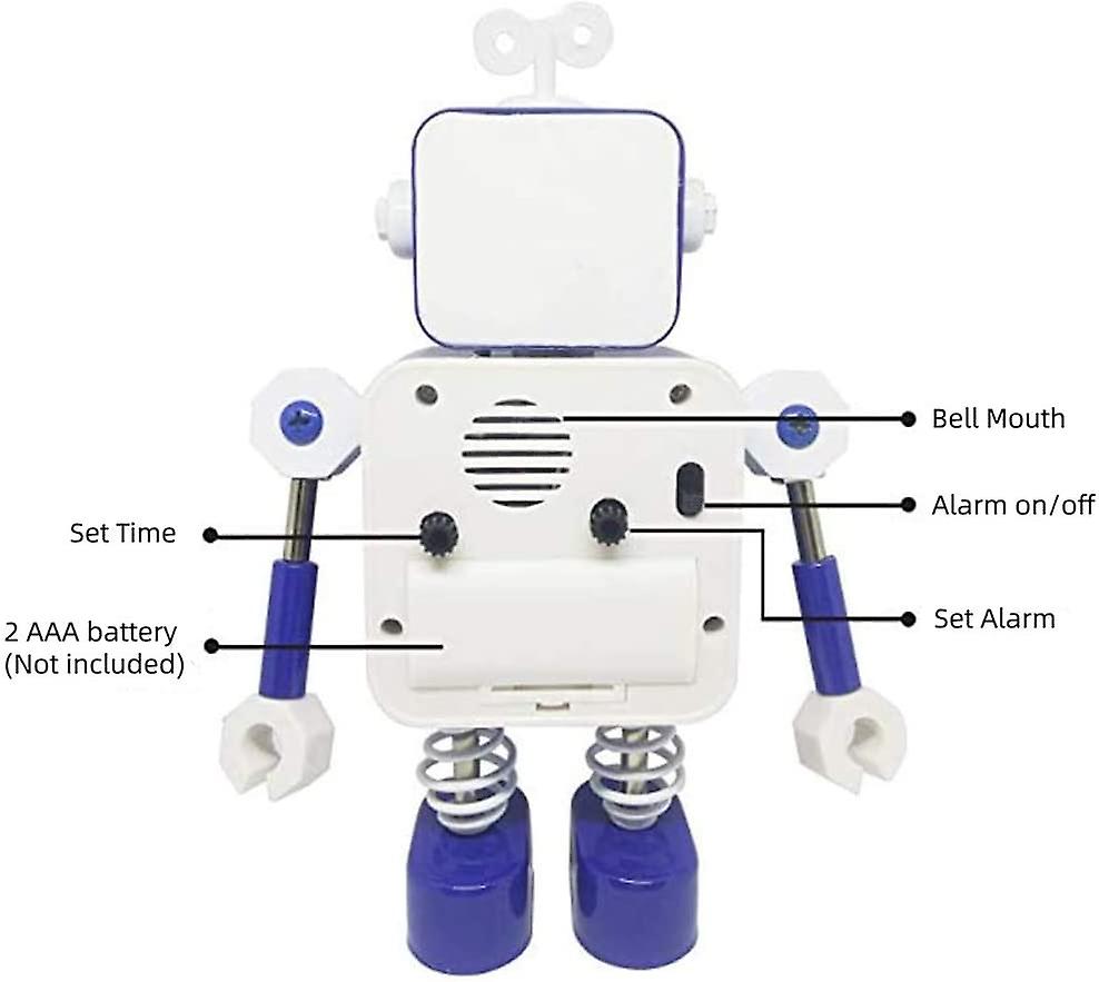 Robot Wake-up Alarm Clock Without Ticking Sound (blue) | Fruugo UK