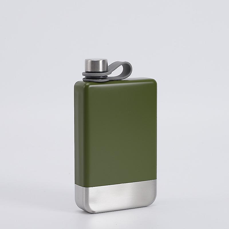Green Flask for Men, Stainless Steel Camping Flask, Whiskey Flask with ...