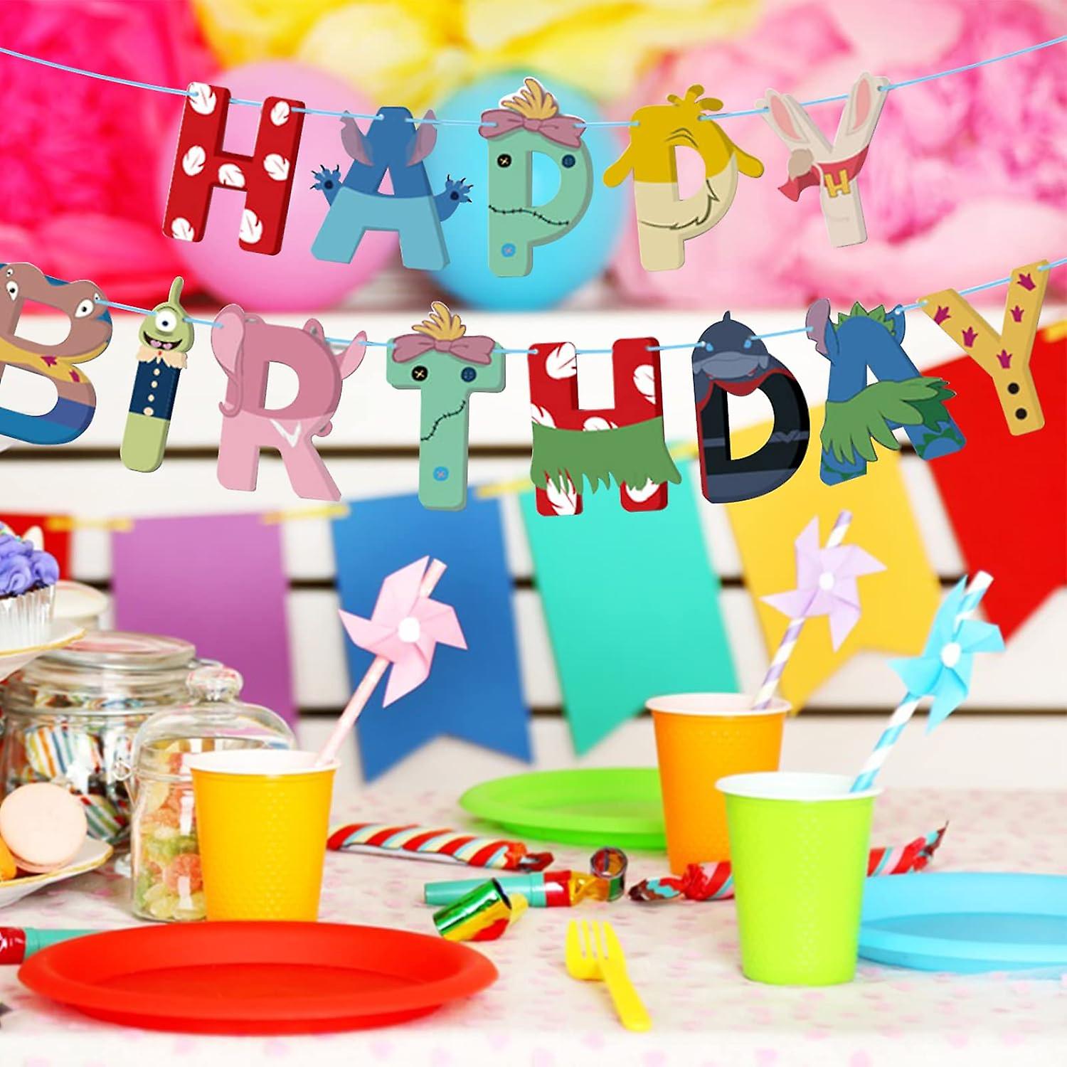 Love Blue Alien Birthday Banner Happy Birthday Banner Kawaii Cartoon ...