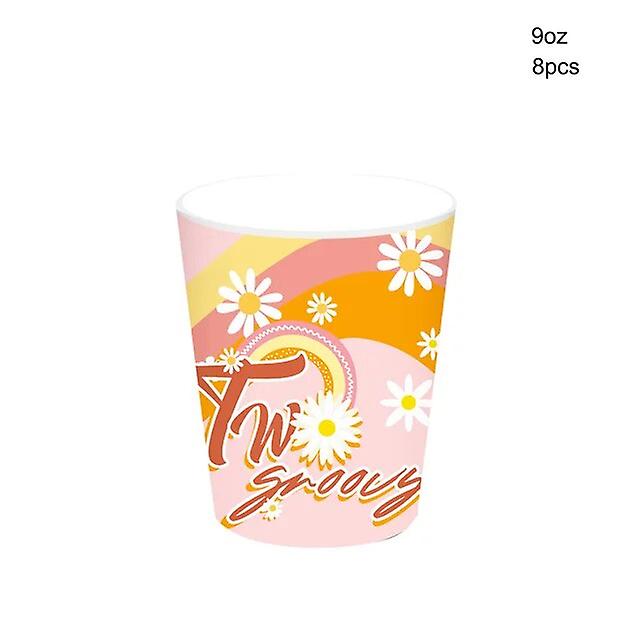 1SET Hippie Two Groovy Flower Bus Paper Plates Cups Disposable ...