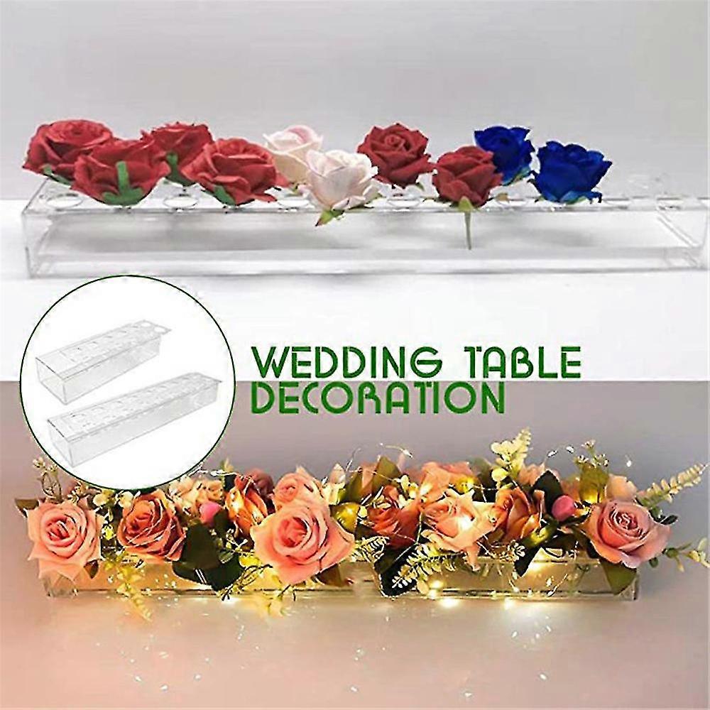 Clear Acrylic Flower Vase Rectangular Floral Centerpiece For Dining ...
