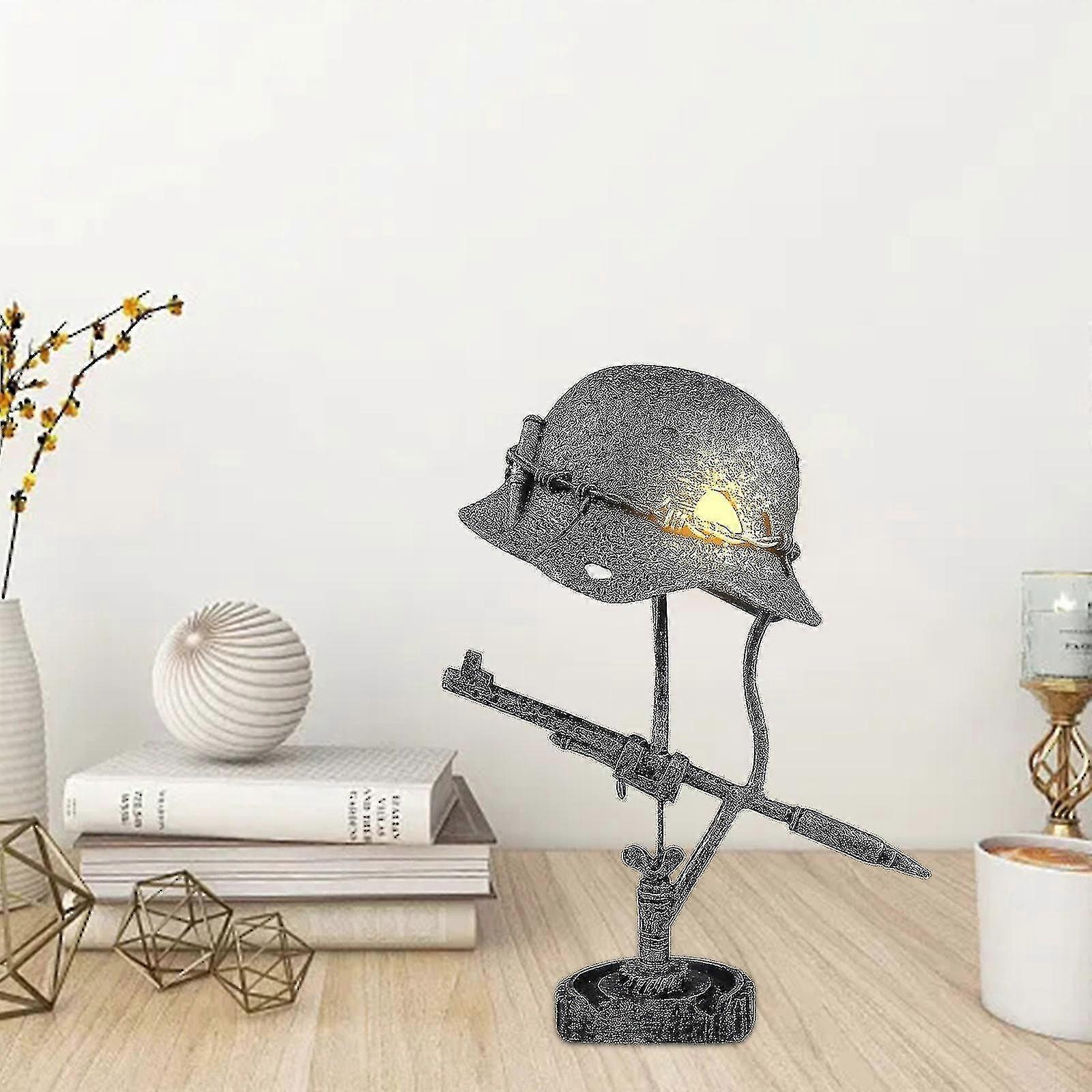 New Soldier Helmet War Lamp Table Lamp Statue Bayonet Best For Military ...