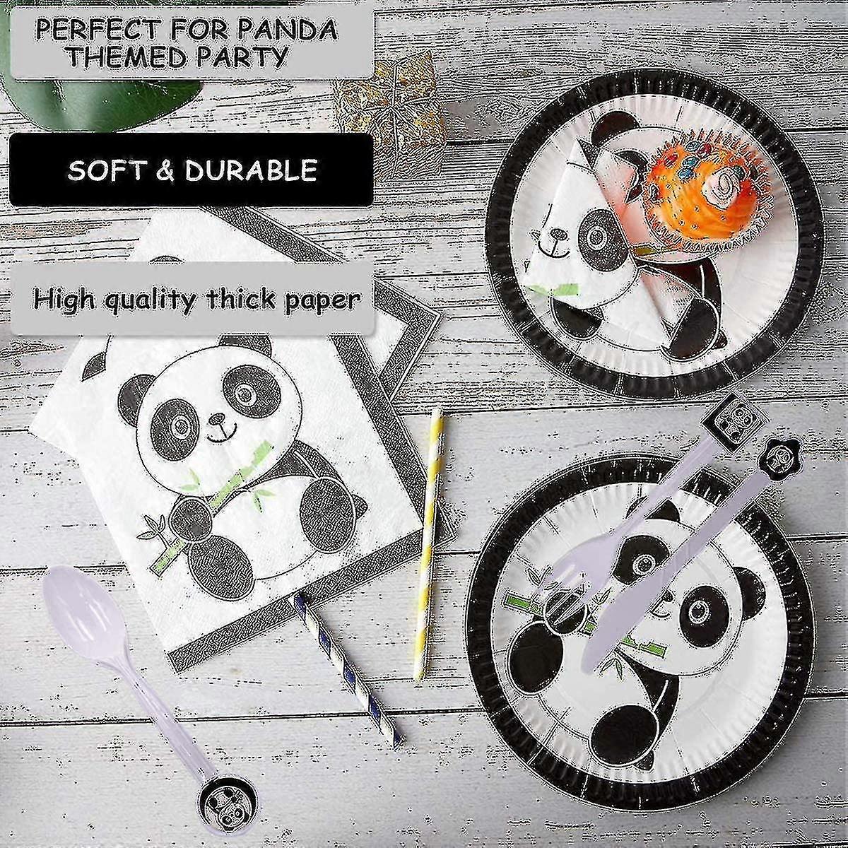 Panda Party Cutlery Cute Panda Cutlery Reusable Paper Cups 82 Pieces ...