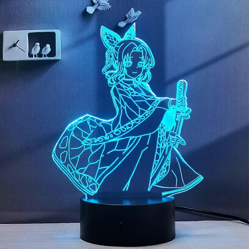 Kochou Shinobu 3D Illusion LED Anime Lamp Demon Slayer Neon Night Light ...