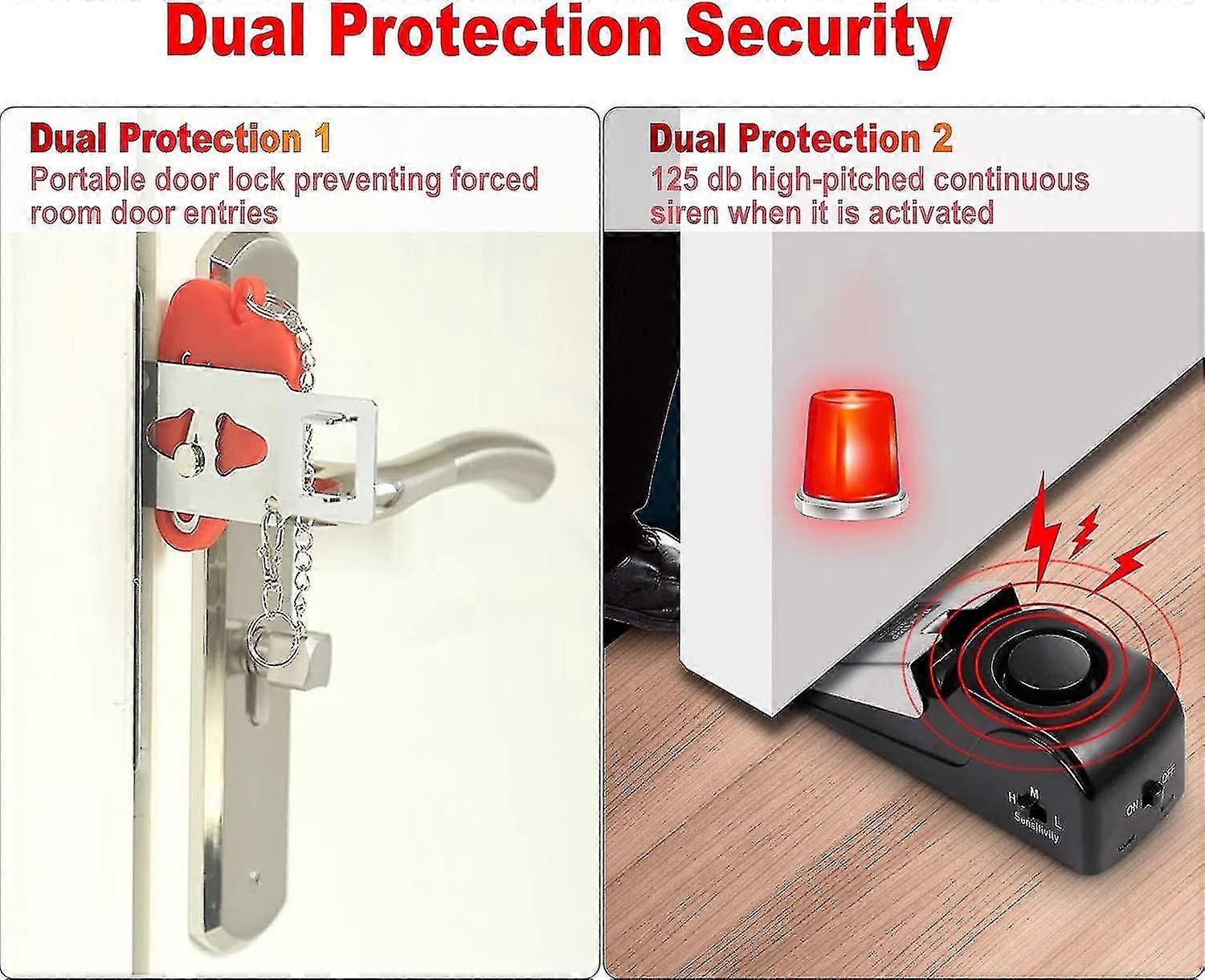 Portable Door Lock And Door Stop Alarm, Double Protection Safety Door ...