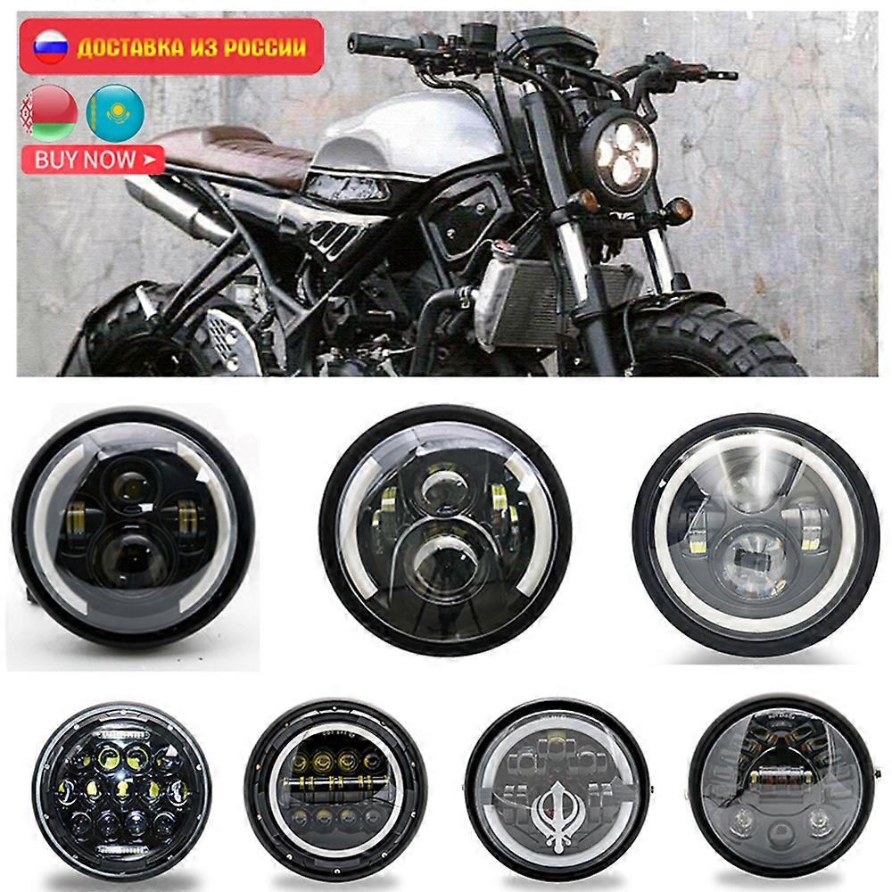 7.5 INCH Motorcycle Headlight for Harley with Halo Angel Eye DRL Lights ...