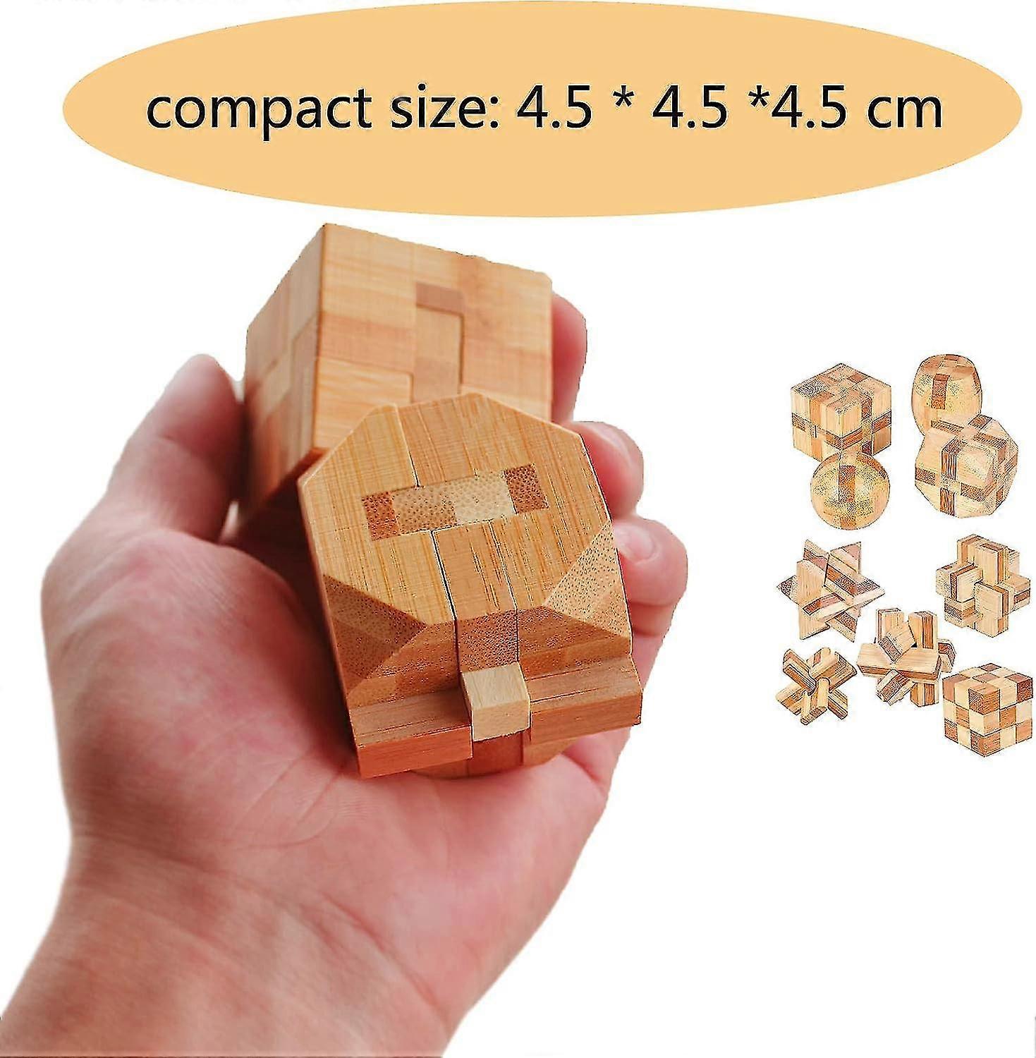Set of 9 Wooden Puzzles 3D Iq Challenge Cassette Lock Intellectual ...