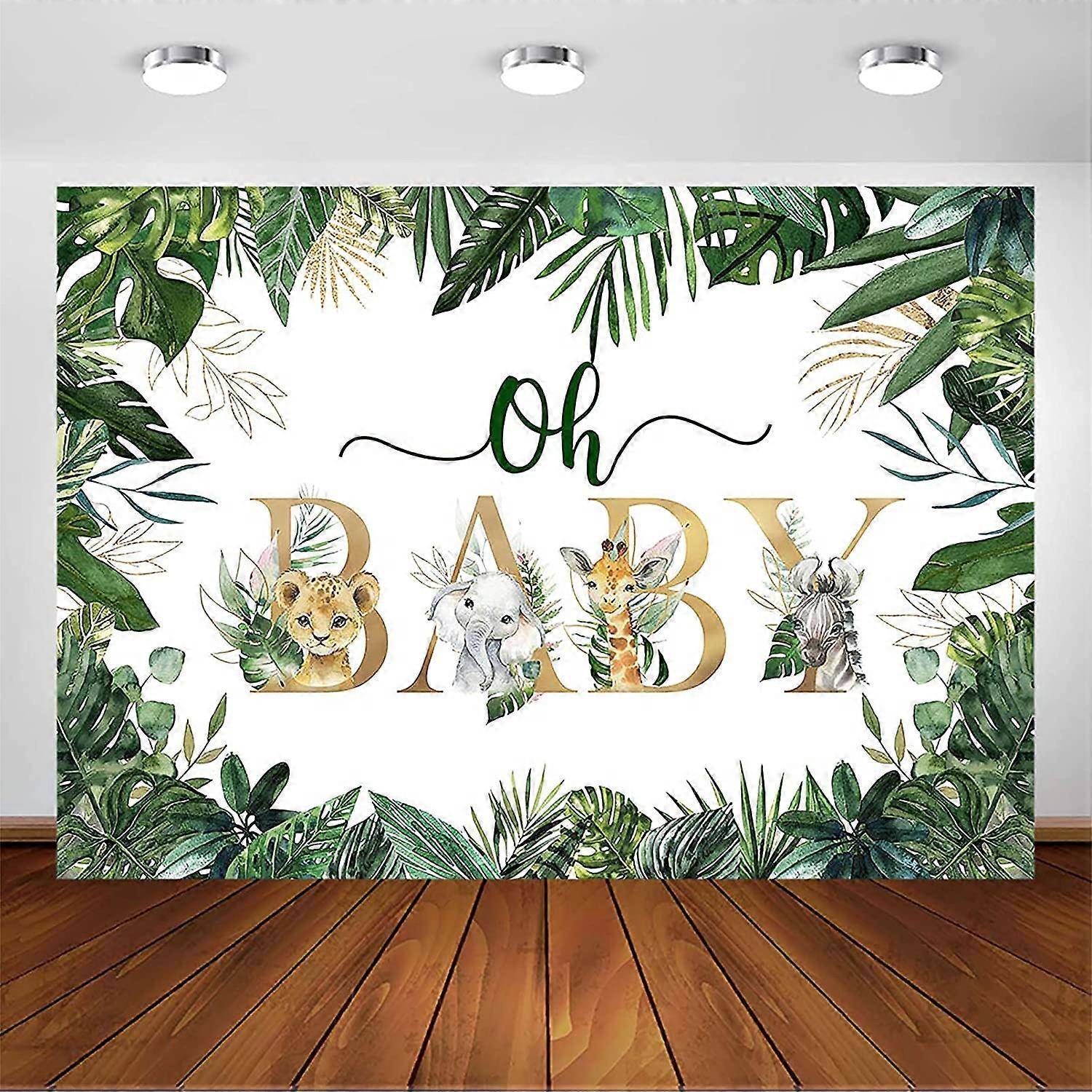 Jungle Animals Oh Baby Backdrop for Baby Shower Decoration Photography ...