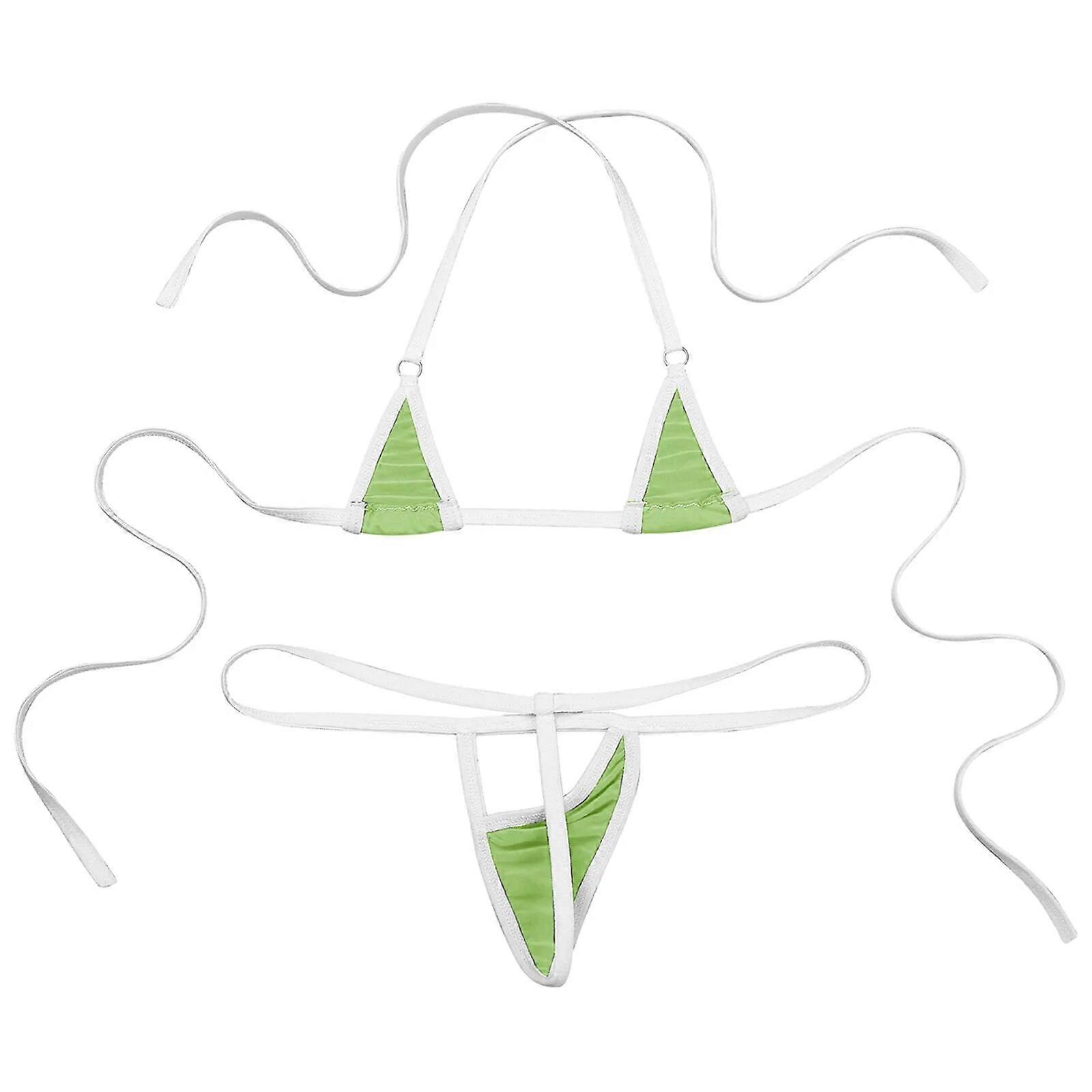 Women's Bikini Swimsuit Trendy Micro Bikinis Set Self-tie Halter Bra ...