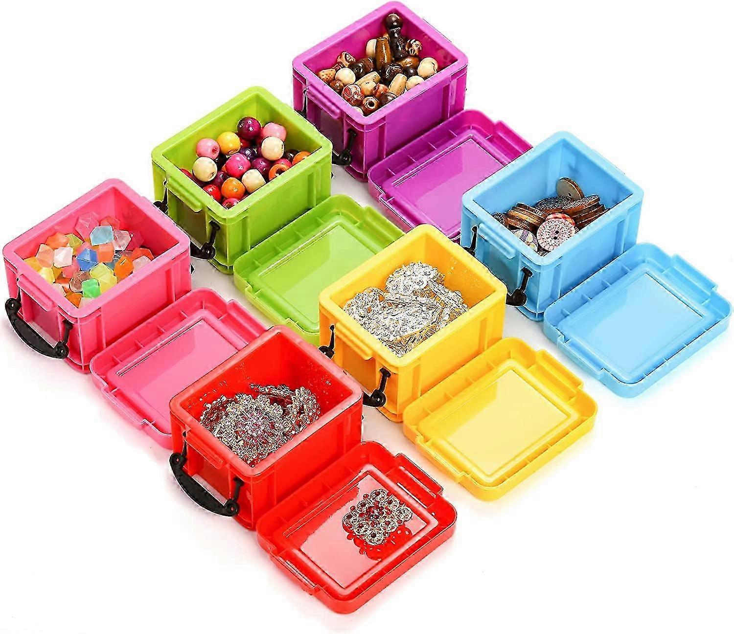 24 Pack 6 Colors Small Plastic Storage Container, Mini Plastic Latch Box with Lid Stackable ...
