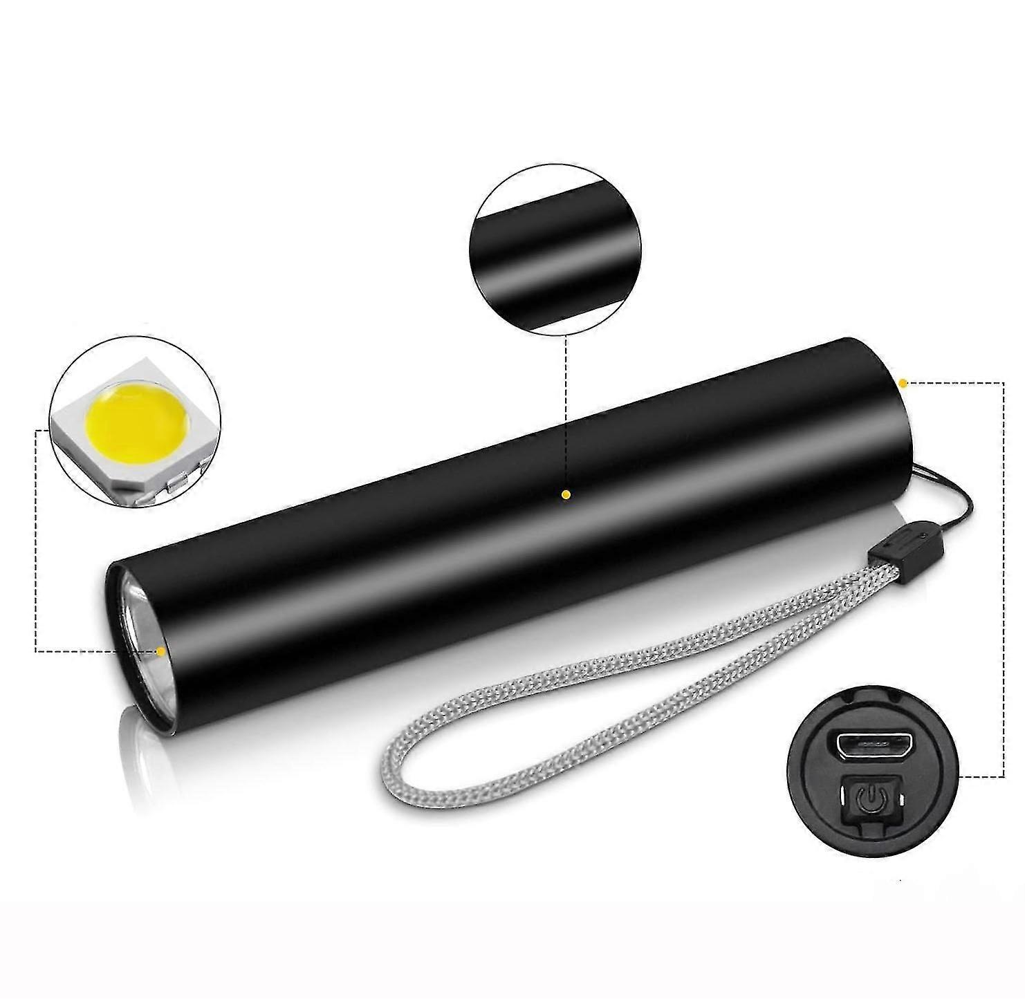 Small Torch Rechargeable, 4 Pack Mini Torch LED Flashlight Black, 3 ...