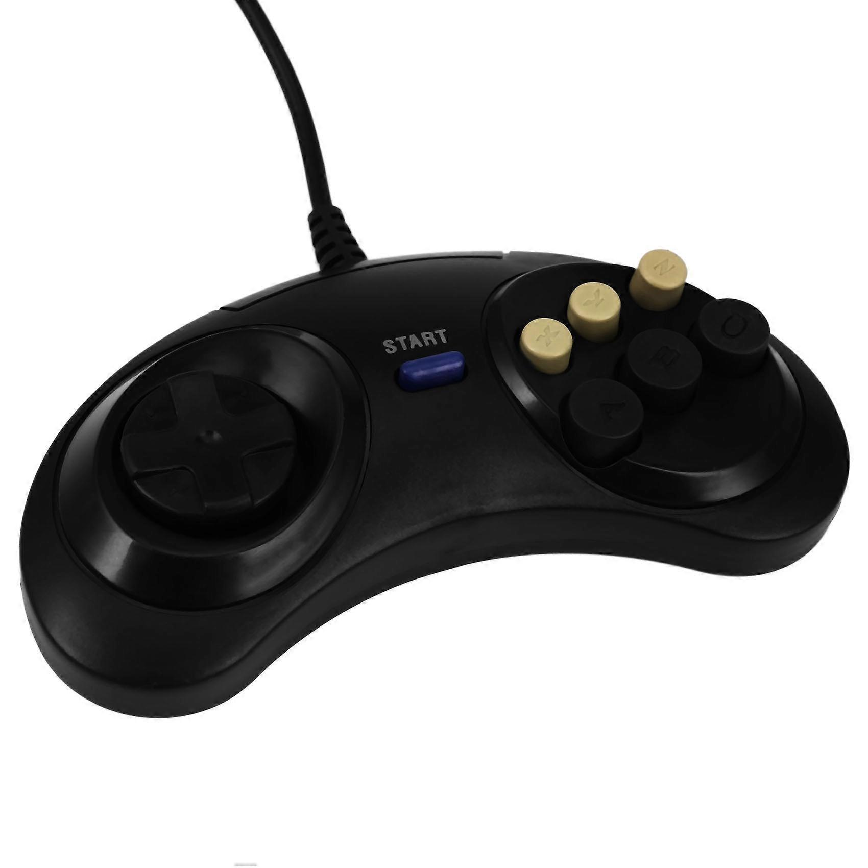 Classic Retro 6 Buttons Wired Handle Game Controller Gamepad Joystick ...