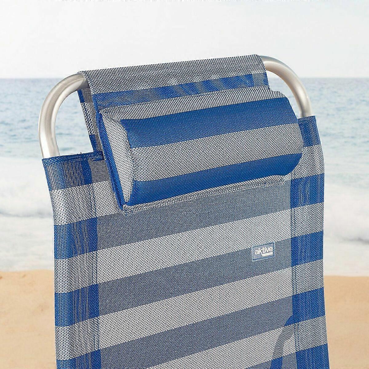 Reclining lounder Colorbaby textilene Aluminium Blue White 149 x 49 x ...