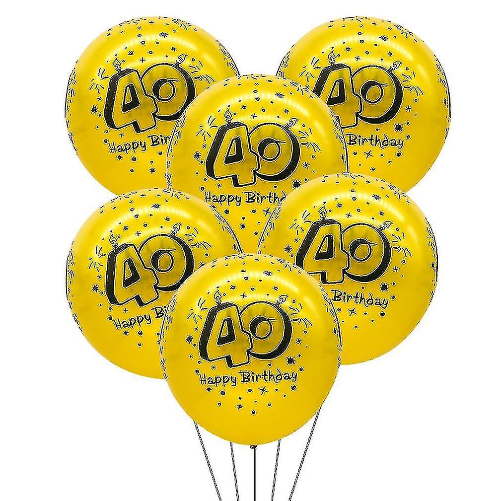 50pcs Happy Birthday 40 Balloons Kit 12 Inch Latex Yellow Balloons For ...