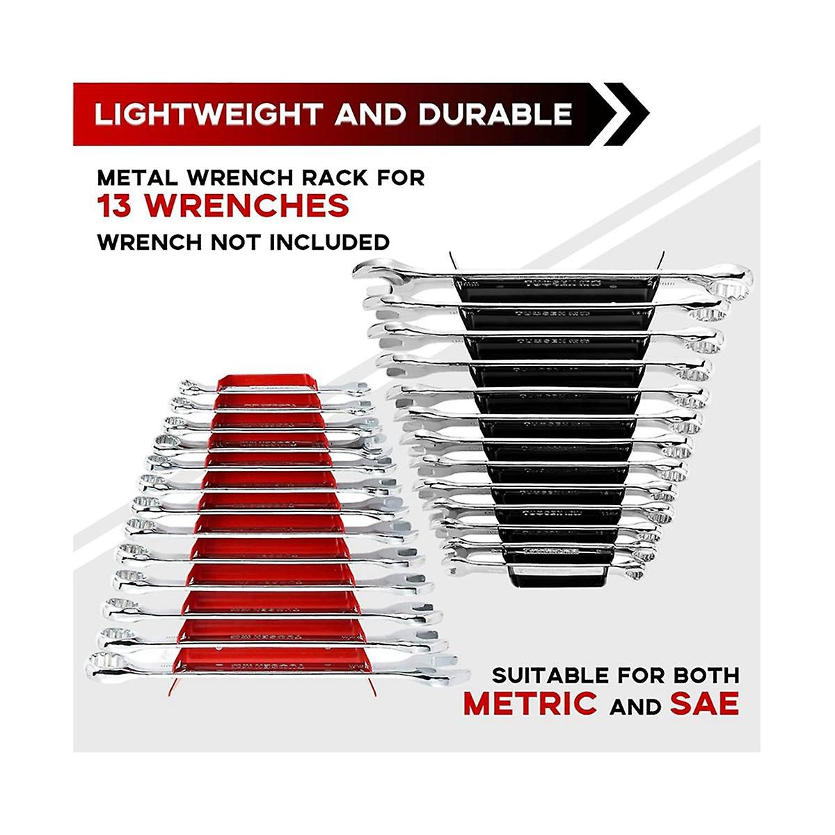 2 Pack Metal Wrench Organizer- Premium Wrench Holder Tray, Wall-Mounted ...