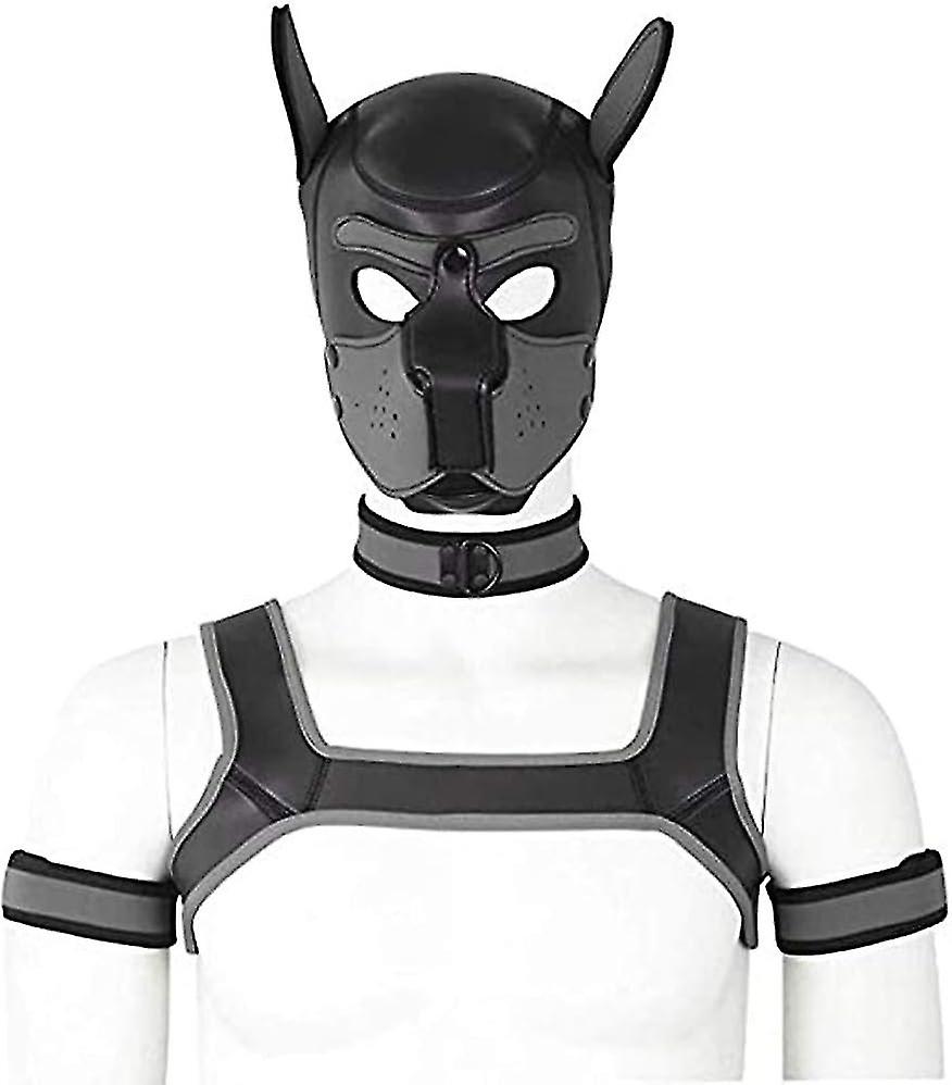Adults Neoprene Puppy Hood Mask, Removable Cosplay Dog Full Face Pup ...