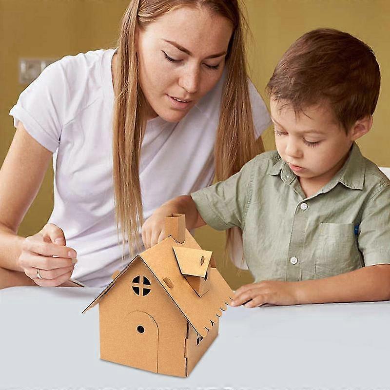 Cardboard Playhouse Coloring House Cardboard Paper Toys Crisp Kt Board ...