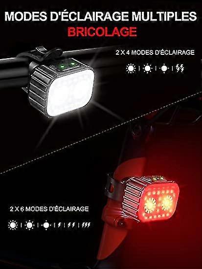 Lumiere Velo Avant et Arriere, 8 + 12 Modes D'clairage Lampe Vlo LED ...