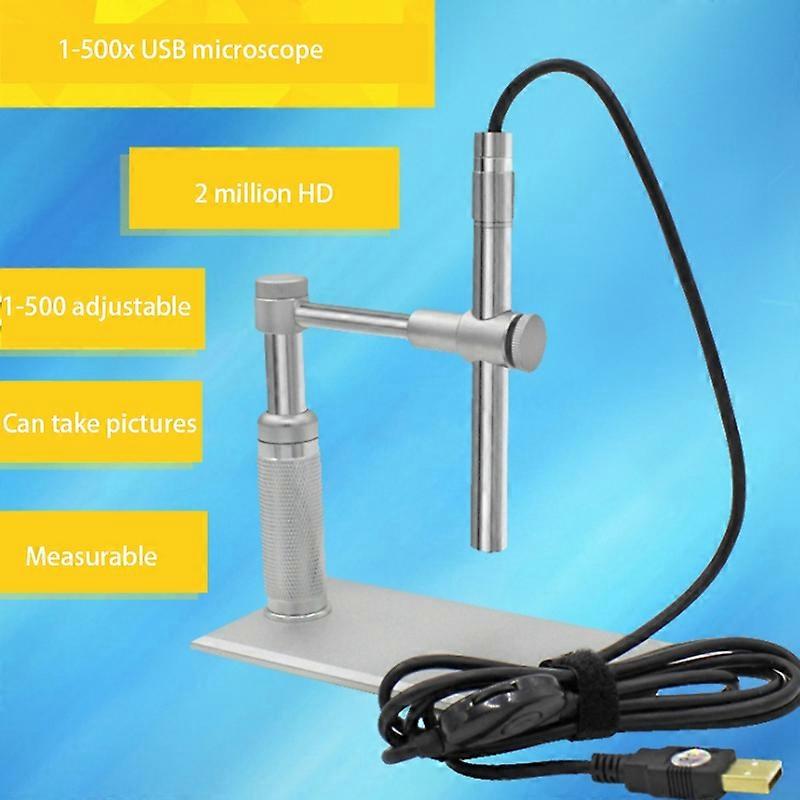 2MP USB Digital Microscope 500X 8 LED Camera Stand Microscopy CMOS ...