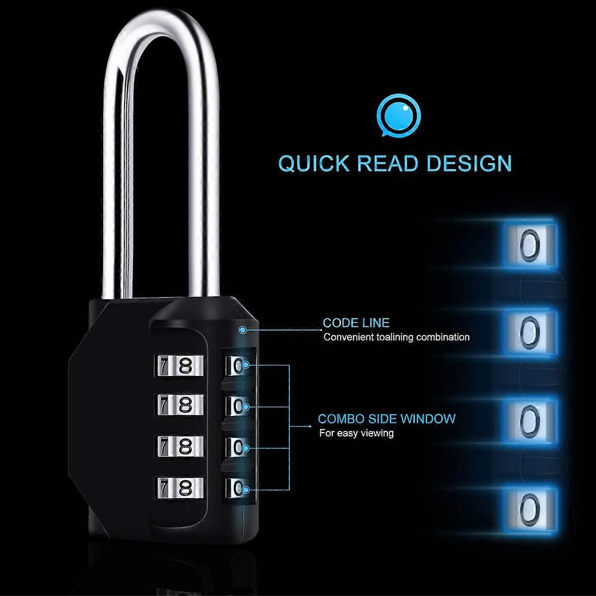 6.7cm Long Combination Padlock, Waterproof 4-Digit Combination Lock ...